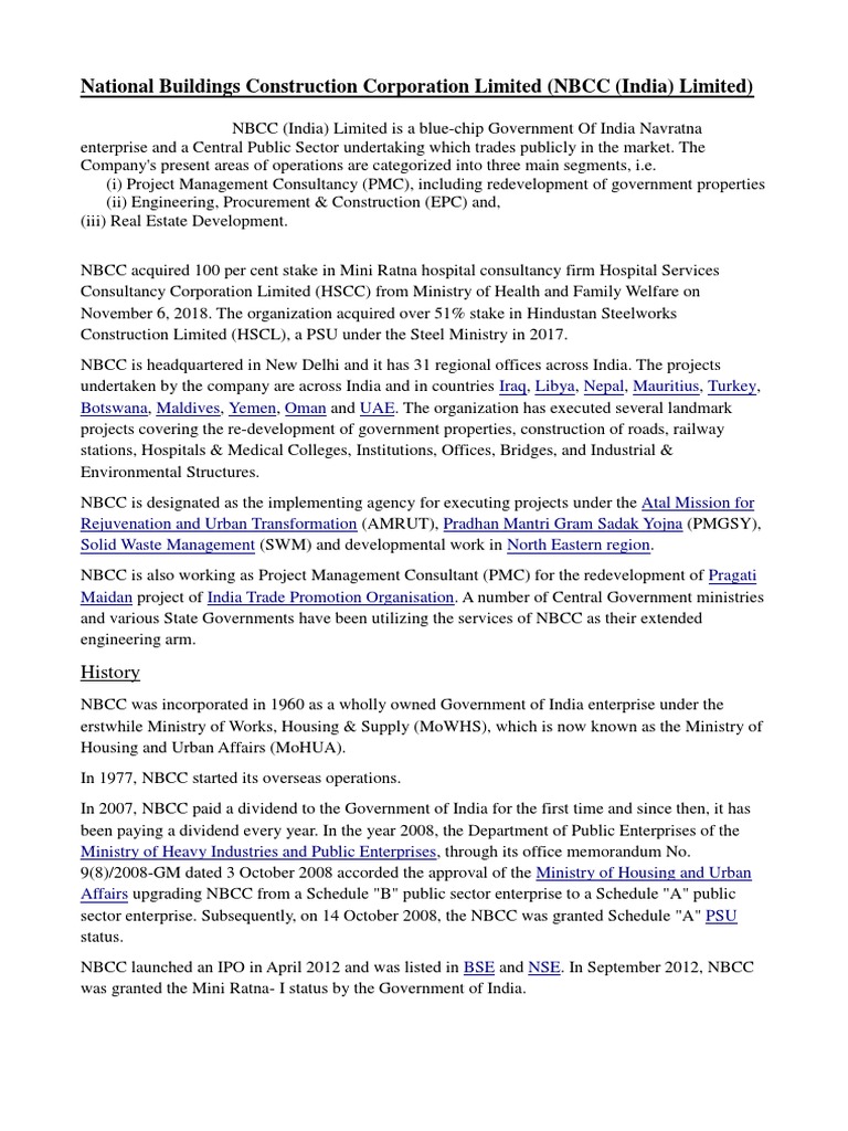 National Buildings Construction Corporation Limited (NBCC (India ...