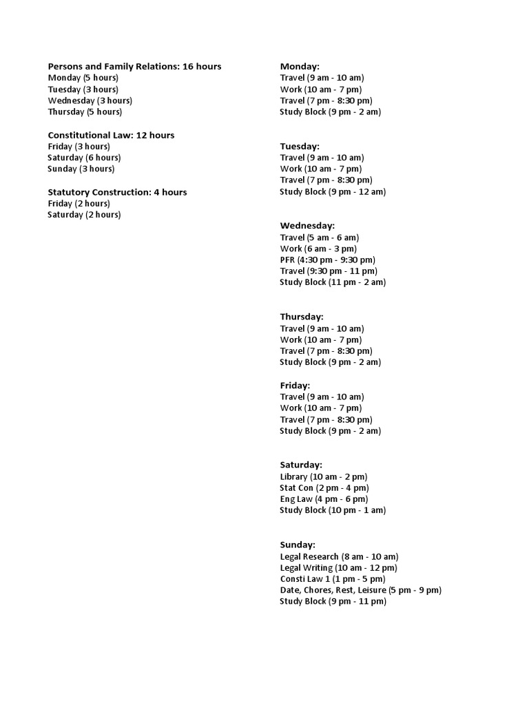 Study Block and Schedule - New | PDF