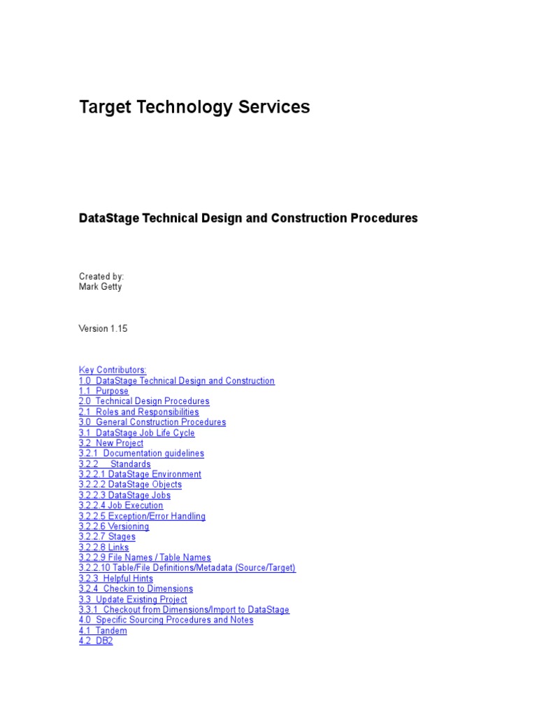 DataStage Technical Design and Construction Procedures | PDF | Metadata | Command Line Interface
