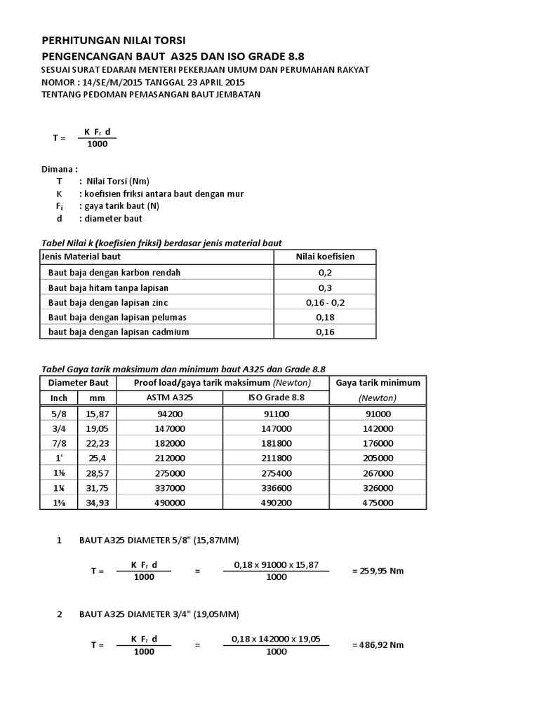 Torsi Baut A325 | PDF