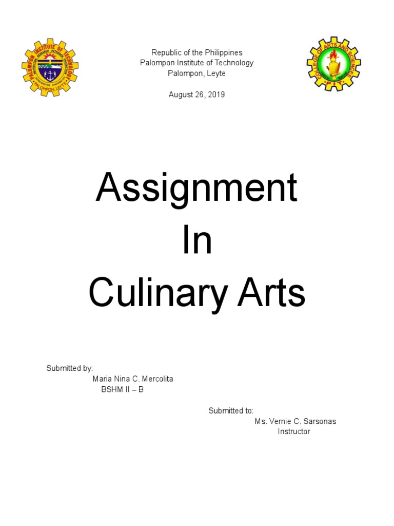 Tools, Techniques and Terminology: An Assignment on Culinary ...