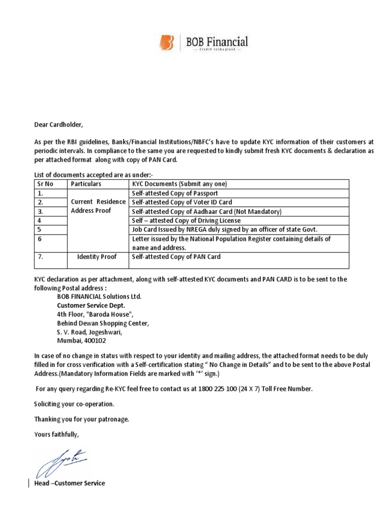 Rekyc Form For Bobcards | PDF | Personal Identification Number ...