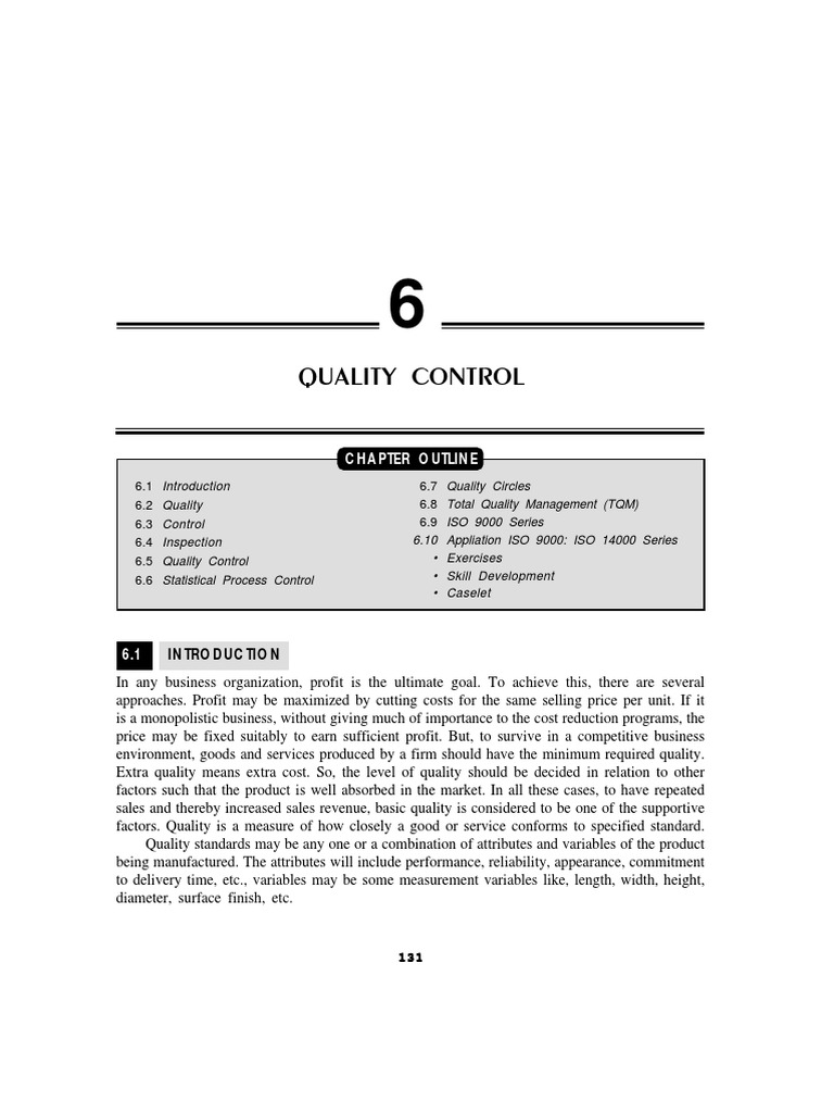 Quality Control: Chapter Outline | PDF | Quality (Business) | Sampling ...