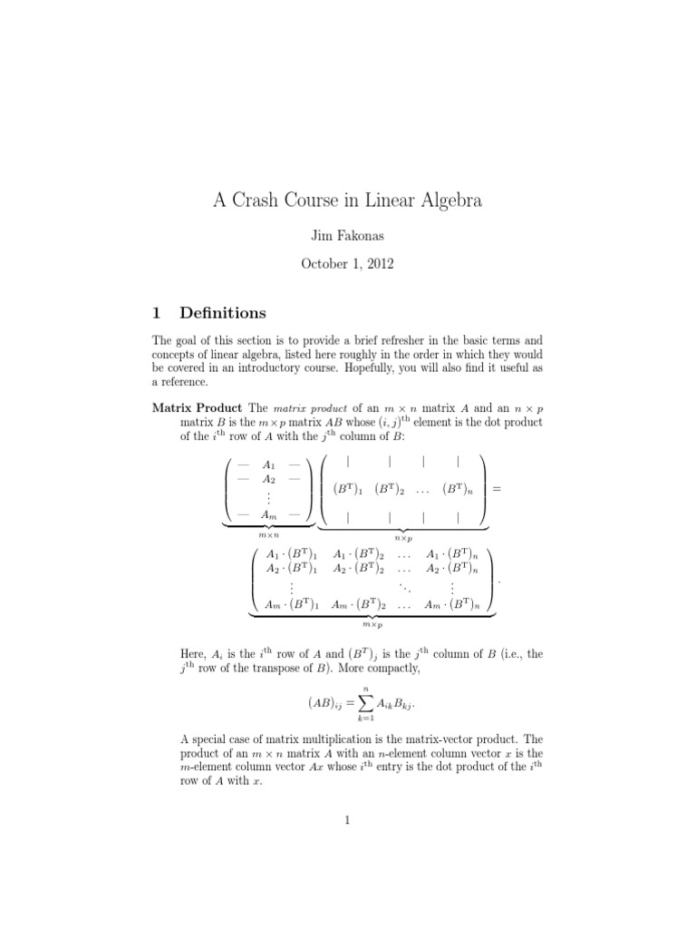 Linear Algebra Notes | PDF | Eigenvalues And Eigenvectors | Matrix ...