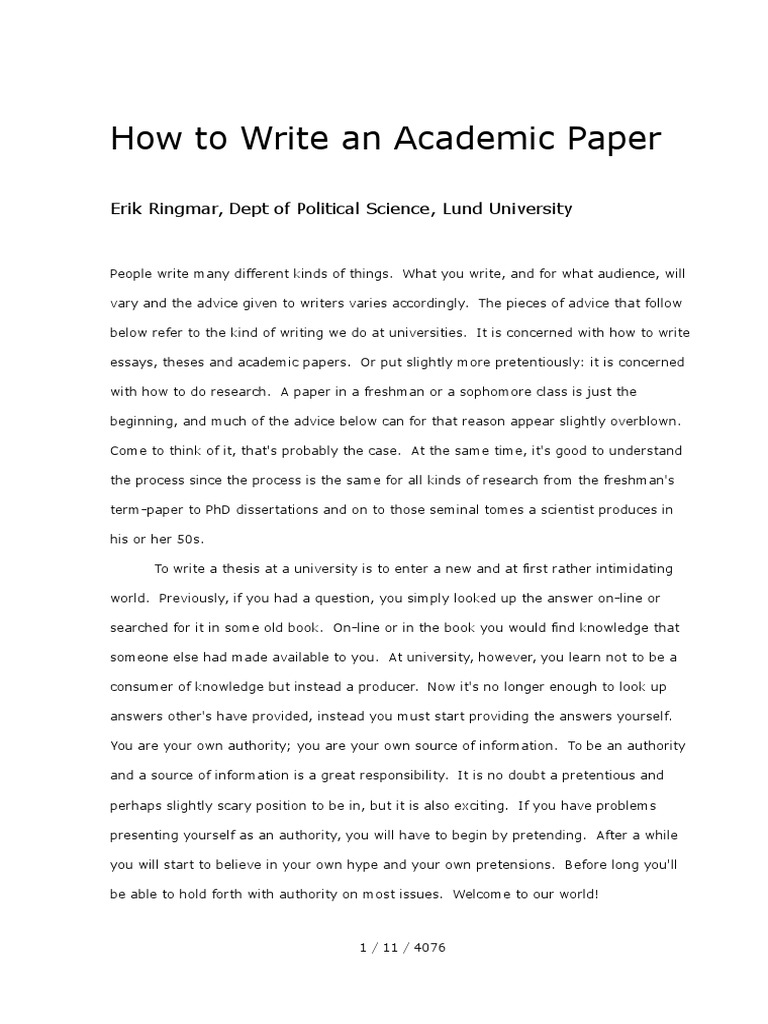 How To Write An Academic Paper-Libre | PDF | Question | Scientific Method