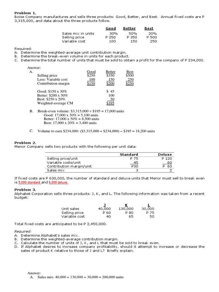 Activity - Sales Mix | PDF | Microeconomics | Marketing