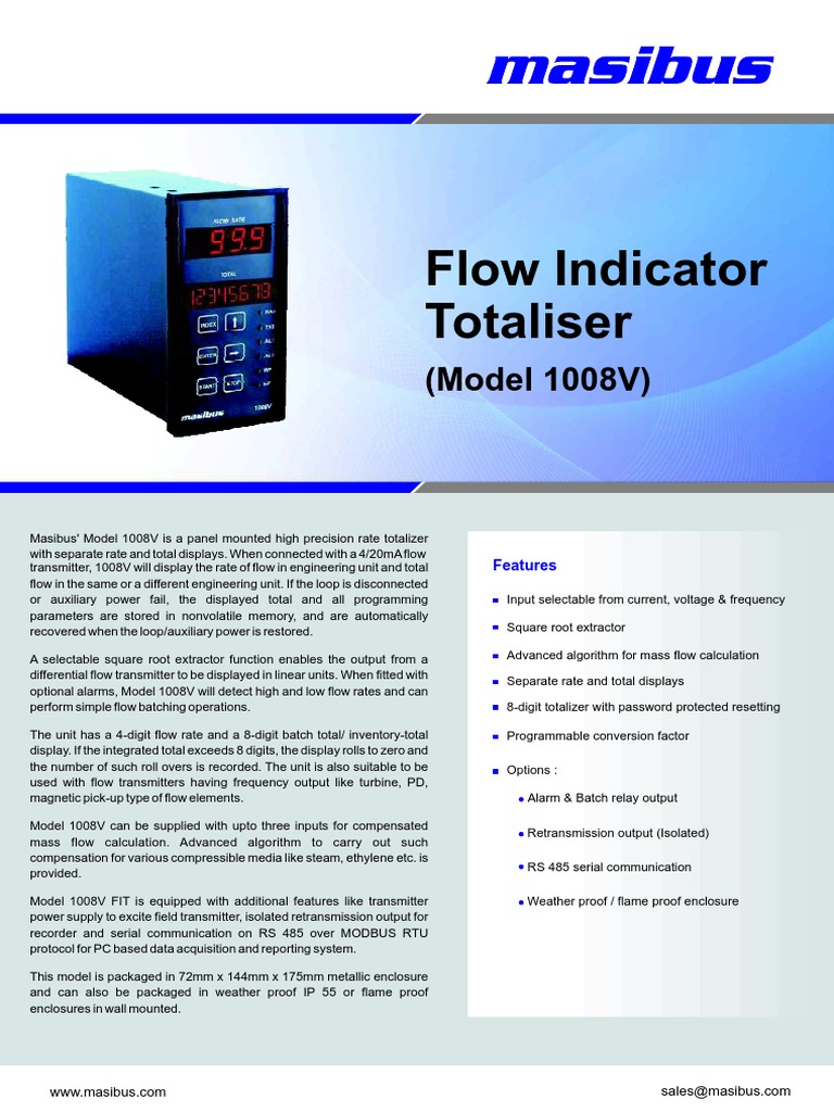 Flow Indicator Totaliser PDF | PDF | Power Supply | Relay