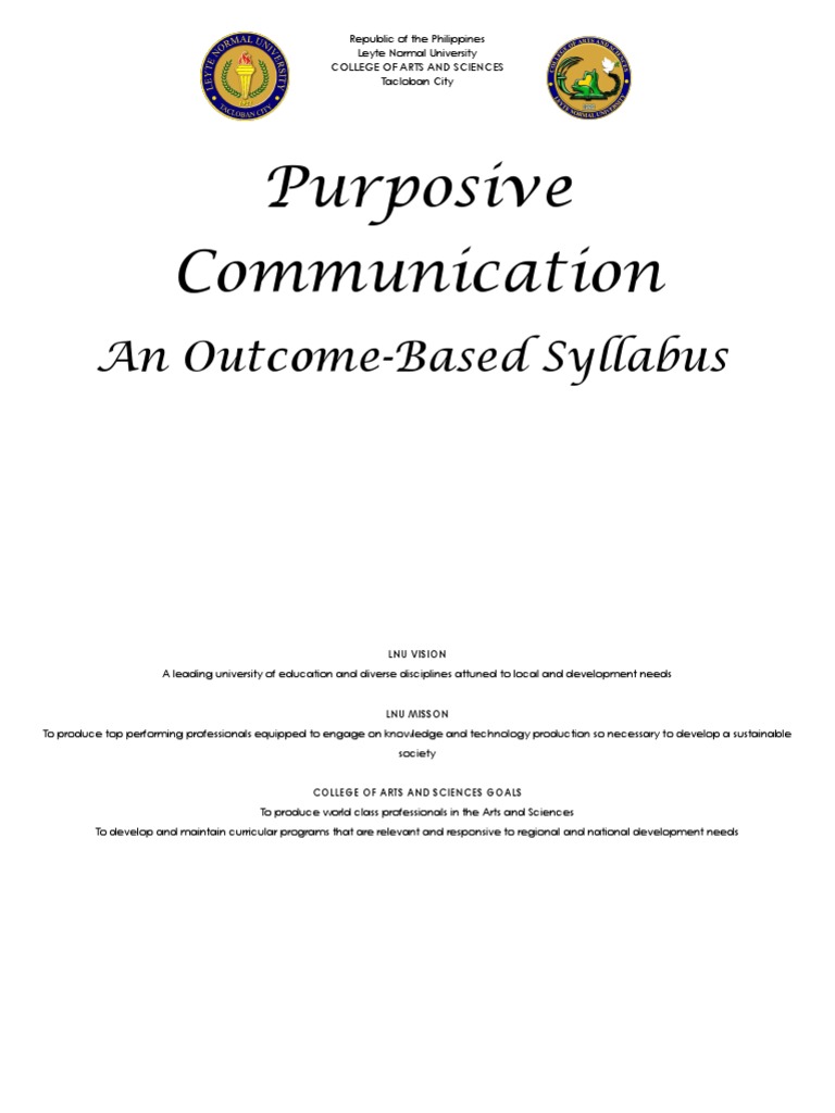 An Outcome-Based Syllabus for Purposive Communication at Leyte Normal ...