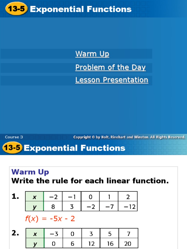 Warm Up Problem of The Day Lesson Presentation: Course 3 Course 3 | PDF ...