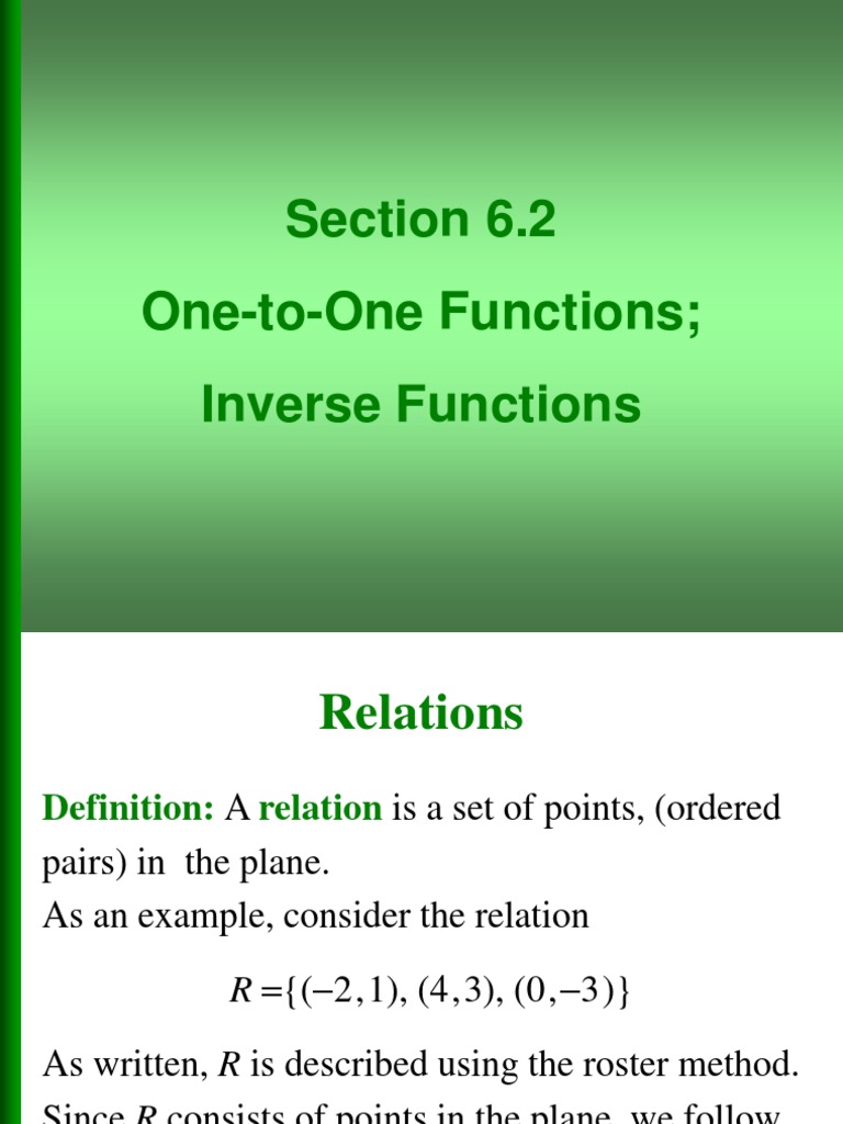 Section 6.2 One-to-One Functions Inverse Functions | PDF | Function (Mathematics) | Functions ...