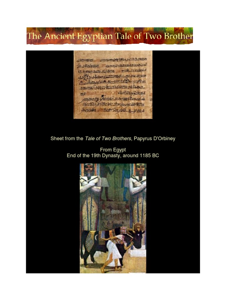 Sheet From The Tale of Two Brothers, Papyrus D'Orbiney From Egypt End ...