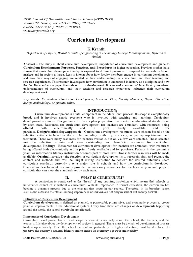 Curr Devt Journal | PDF | Curriculum | Educational Assessment
