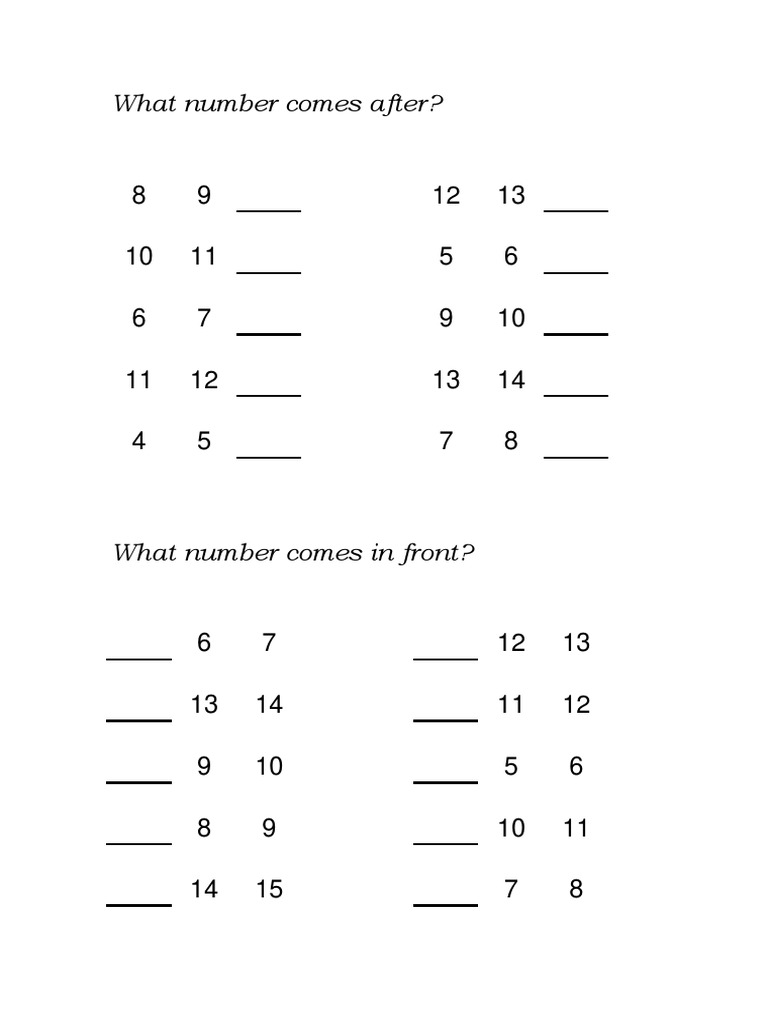 What Number Comes After? | PDF