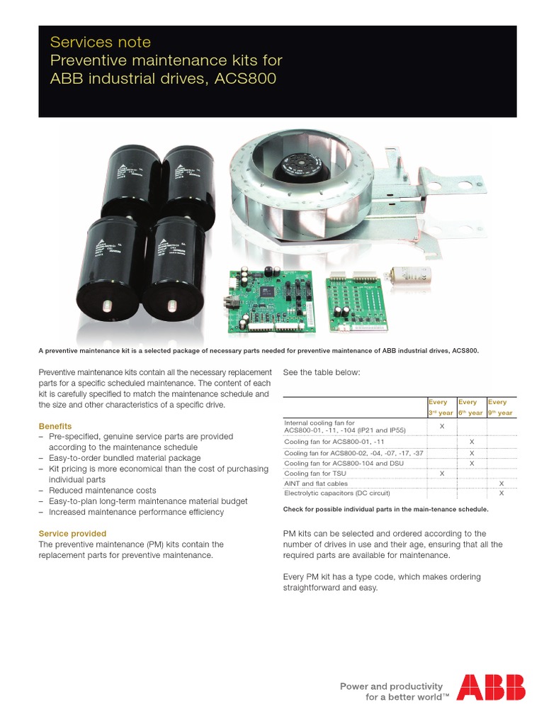 Preventive Maintenance Kits For ABB Industrial Drives, ACS800 | PDF ...