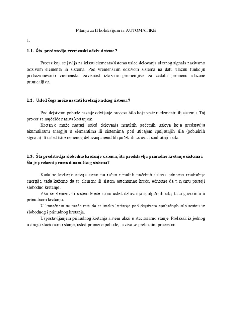 Automatsko Upravljanje | PDF