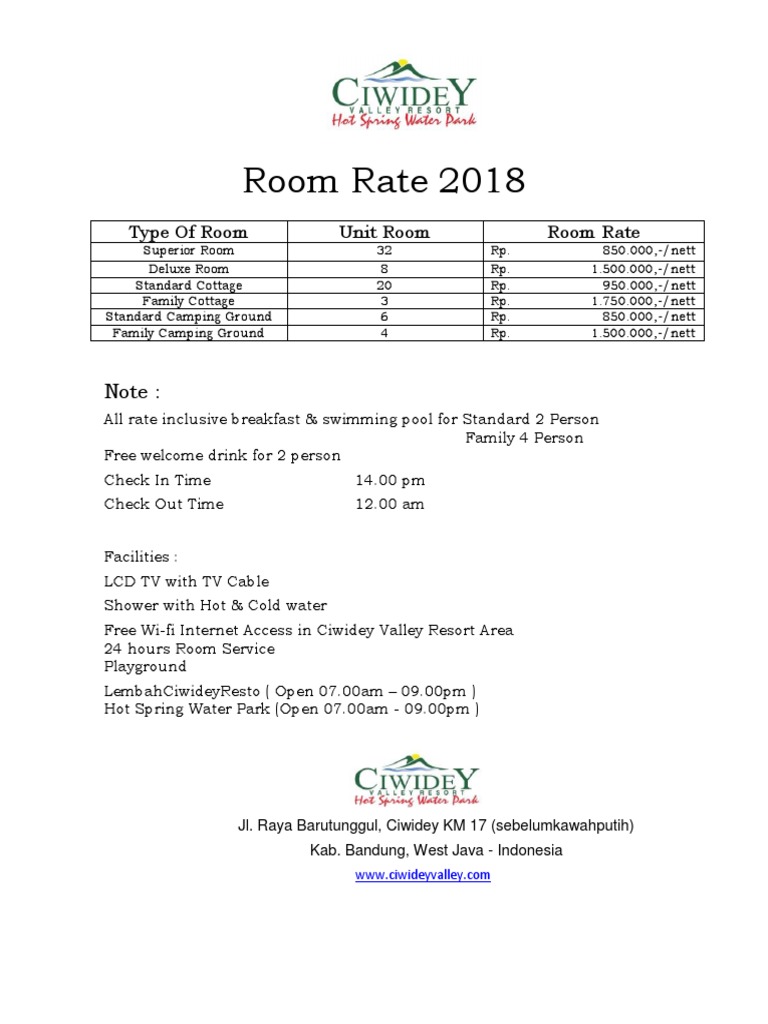 Type of Room Unit Room Room Rate | PDF