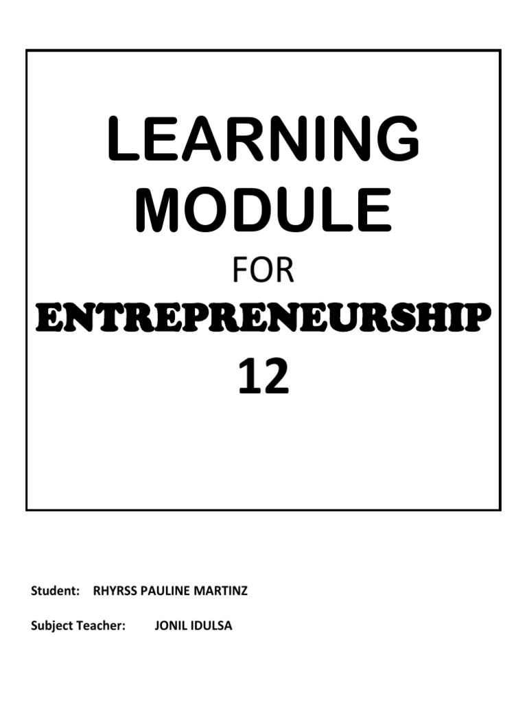 Grade 12 Entrepreneurship Module | PDF | Revenue | Expense