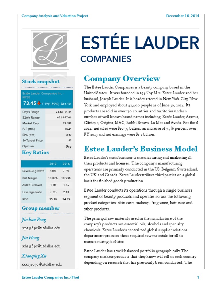 Estée Lauder Companies Inc.: A Leading Global Beauty Company With A ...