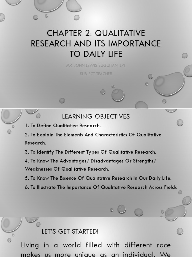 Chapter 2: Qualitative Research and Its Importance To Daily Life | PDF ...