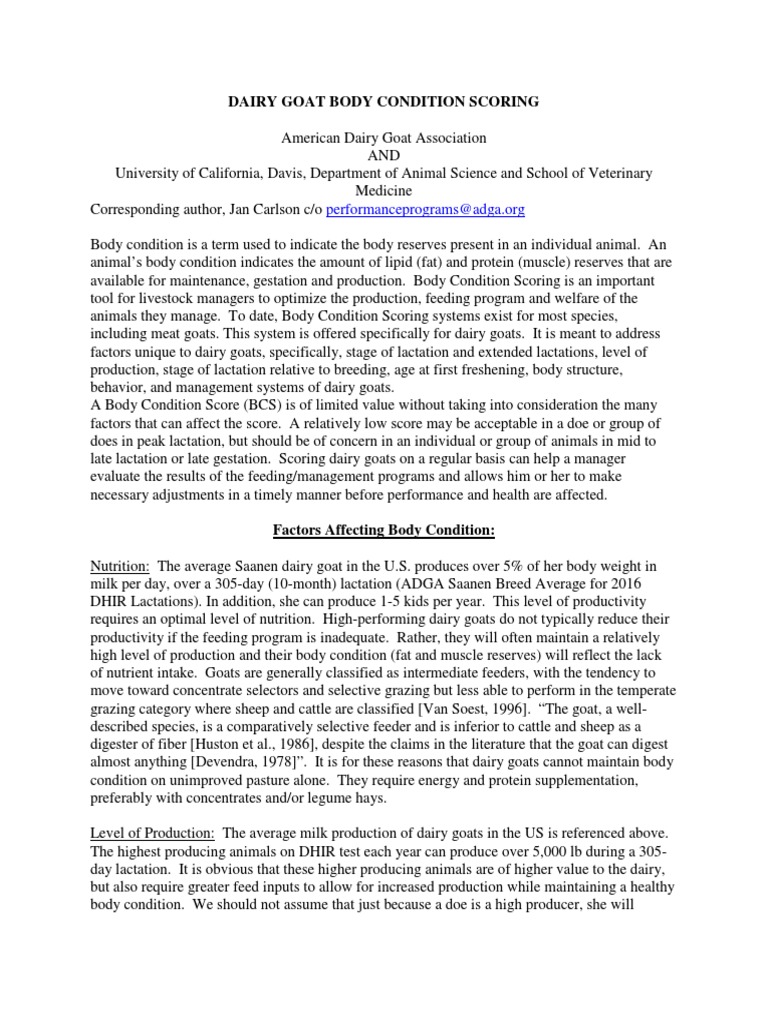 Adga Dairy Goat Body Condition Scoring | PDF | Goat | Dairy Cattle