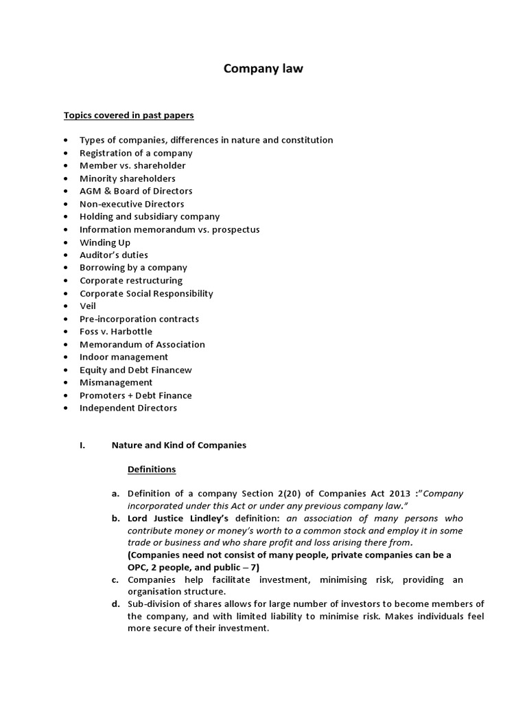 Company Law | PDF | Board Of Directors | Liquidation
