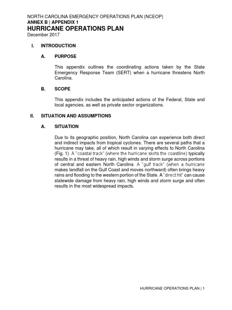 Annex B Appendix 1 Hurricane Operations Plan | PDF | National Weather ...