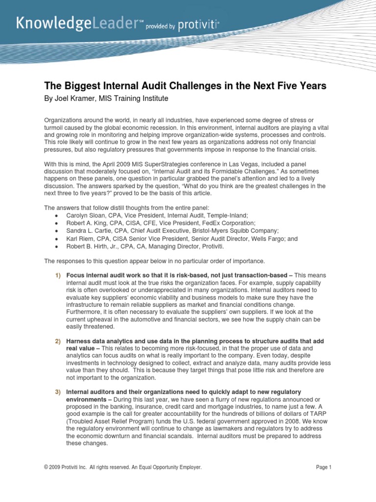 The Biggest Internal Audit Challenges in The Next Five Years | PDF ...