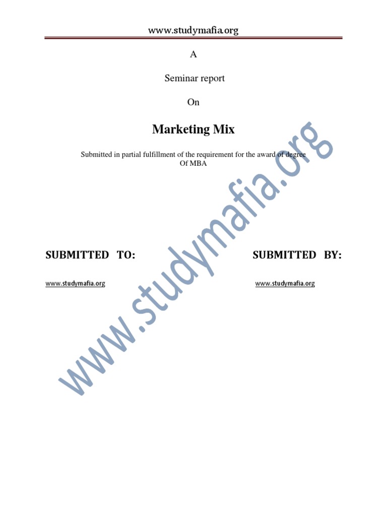 Mba Marketing Mix Report | PDF | Marketing | Business Economics