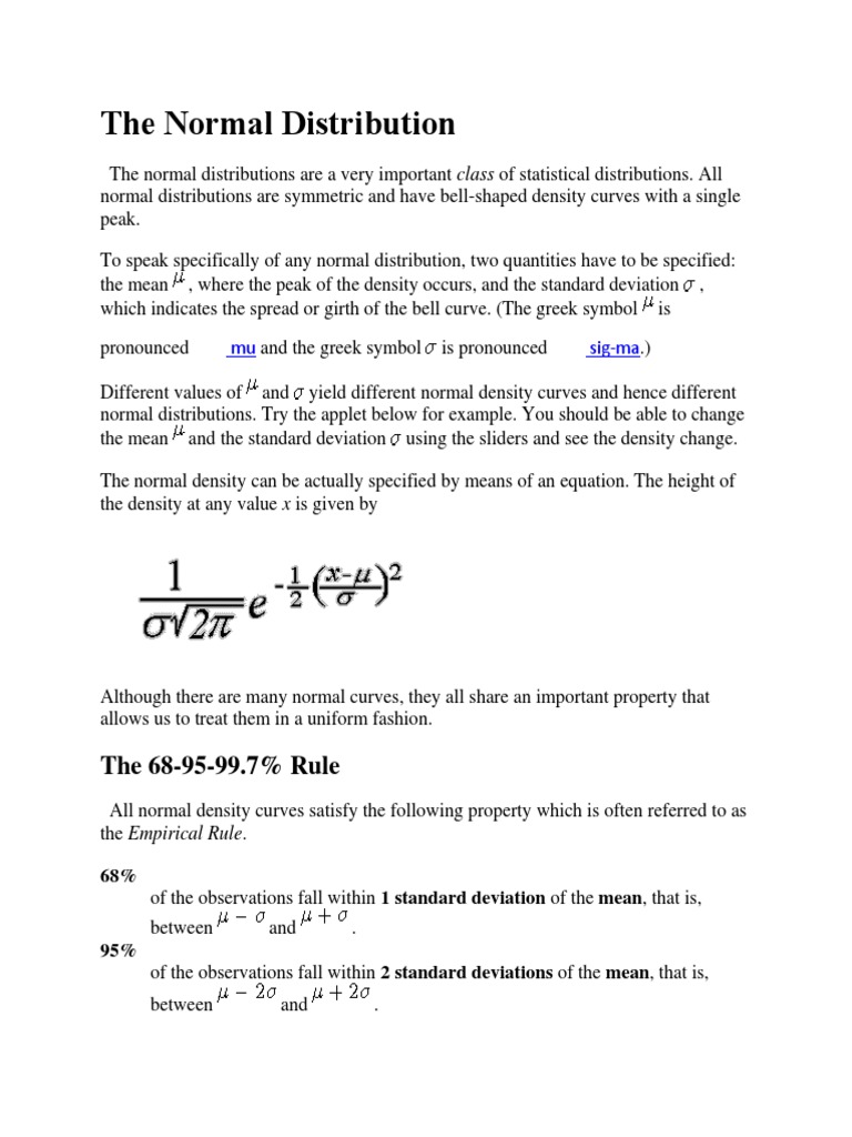 The Normal Distribution | PDF | Standard Score | Standard Deviation