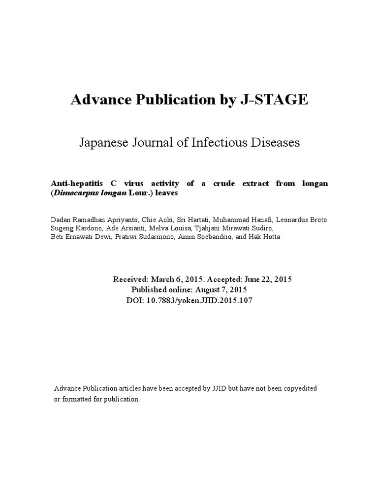Advpub JJID.2015.107 | PDF | Hepatitis C Virus | Antiviral Drug