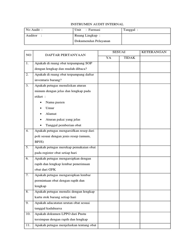 Audit Internal Apotek Interna | PDF