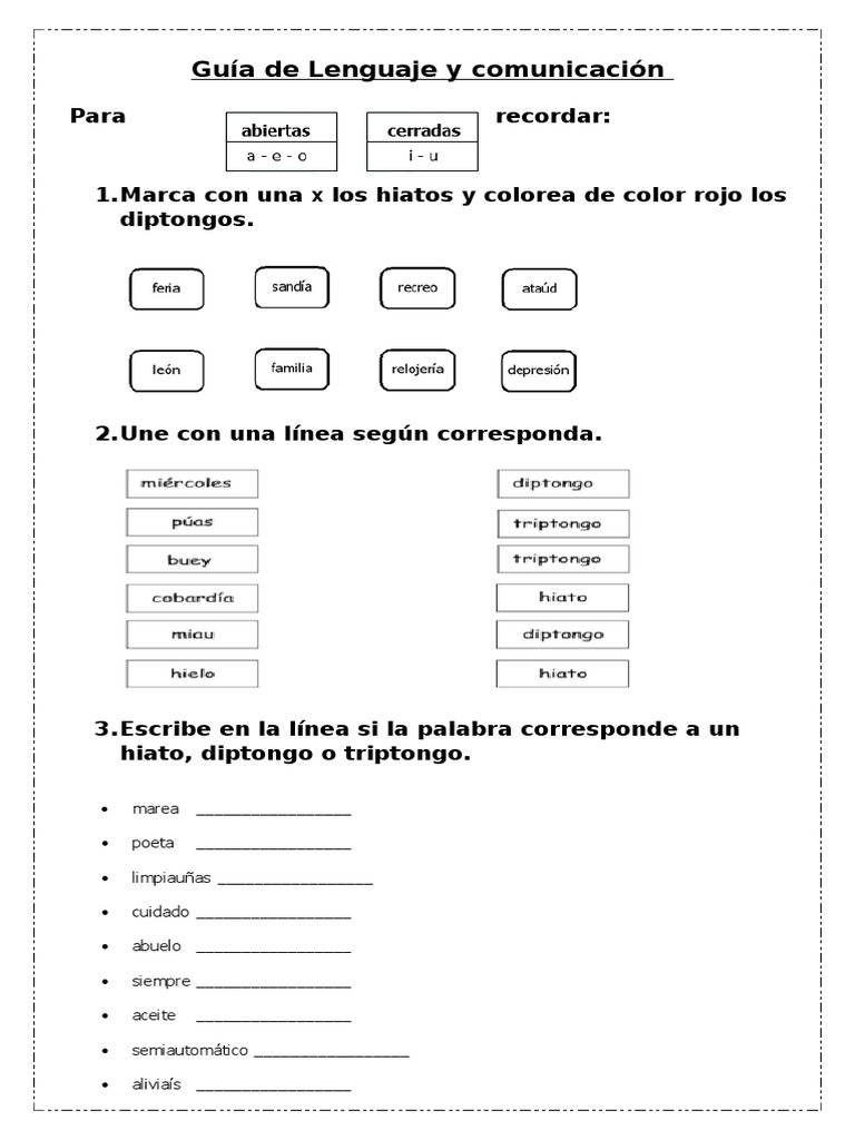 Hiatos, Diptongos y Triptongos | PDF