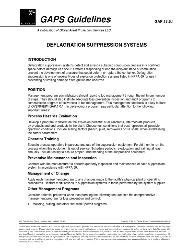 GAPS Guidelines: Deflagration Suppression Systems | PDF | Risk ...