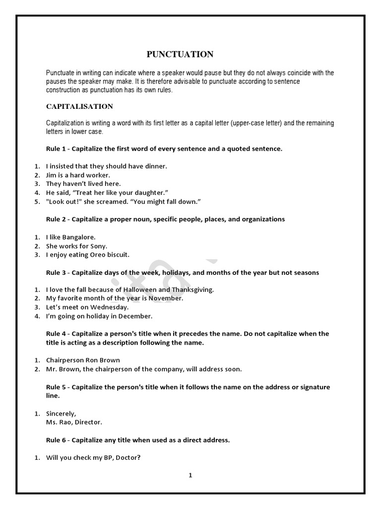 Punctuation Rules | PDF | Comma | Letter Case