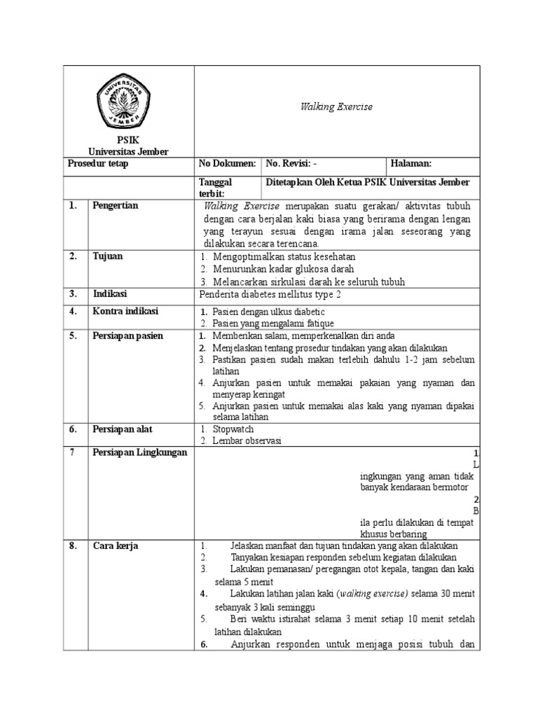 SOP Walking Exercise New | PDF