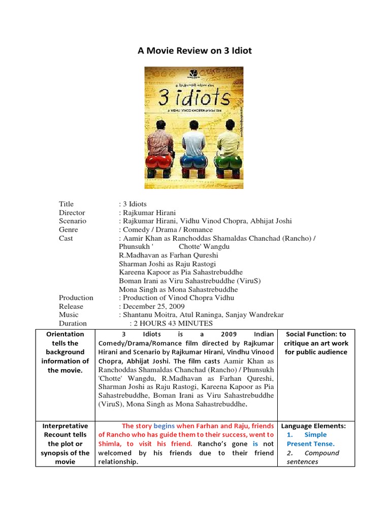 Review Film Three Idiot | PDF | Bollywood | Cinema Of India