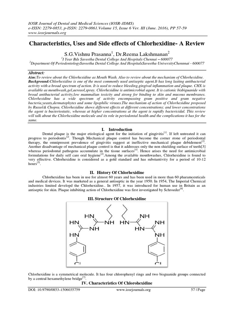 Characteristics, Uses and Side Effects of Chlorhexidine | PDF | Mouth ...