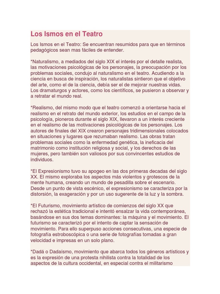 Los Ismos en El Teatro | PDF | Estética | Pinturas