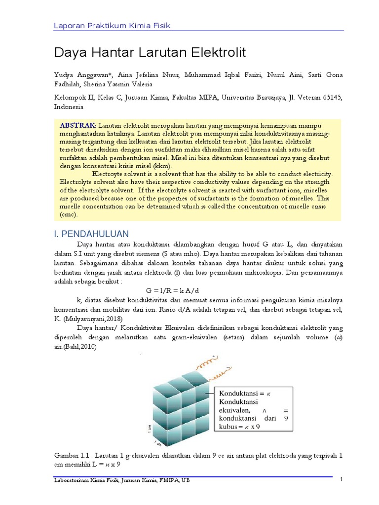 Percobaan 2 Daya Hantar LArutan Kelompok 2 KImia C | PDF