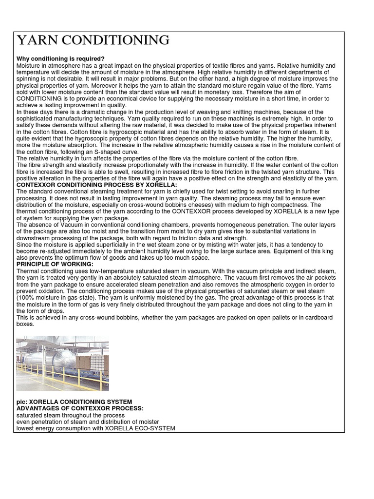 Yarn Conditioning PDF | PDF | Yarn | Humidity