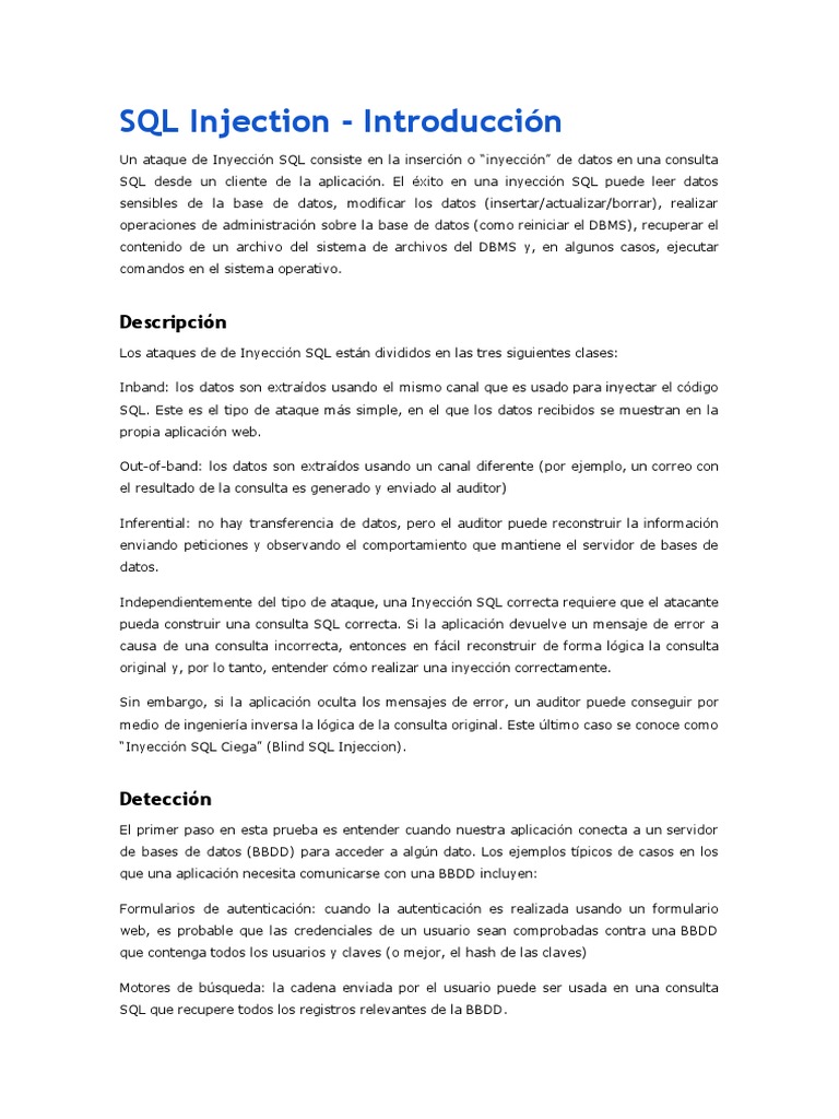 Inyeccion SQL EDIT | PDF | SQL | Bases de datos