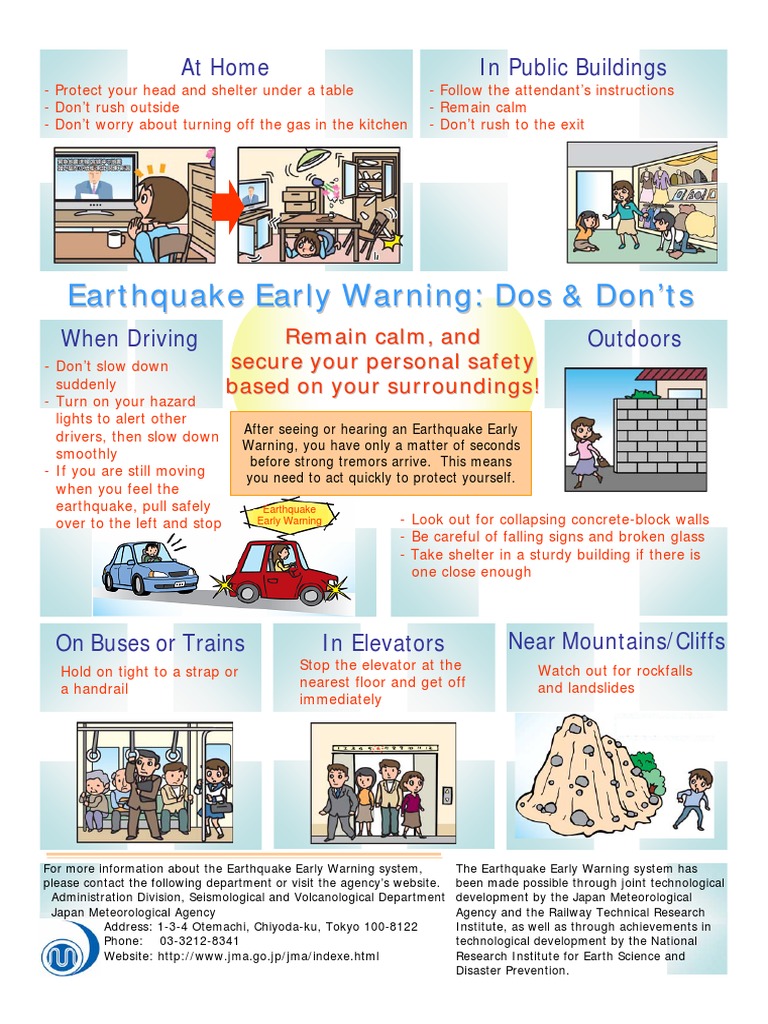 Earthquake Early Warning Dos & Donts | PDF | Earthquakes | Geological ...