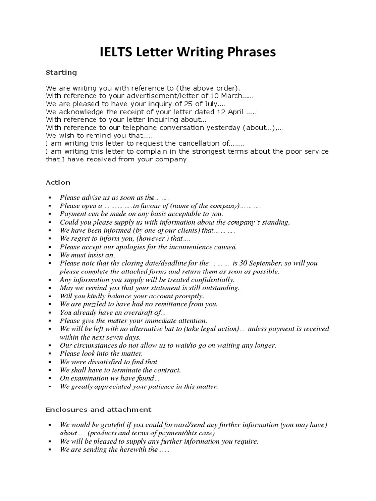 IELTS Letter Writing Phrases | PDF | Gratitude
