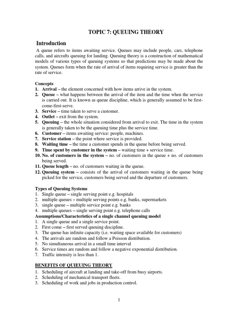 Topic 7 Queuing Theory | PDF | Applied Mathematics | Teaching Mathematics