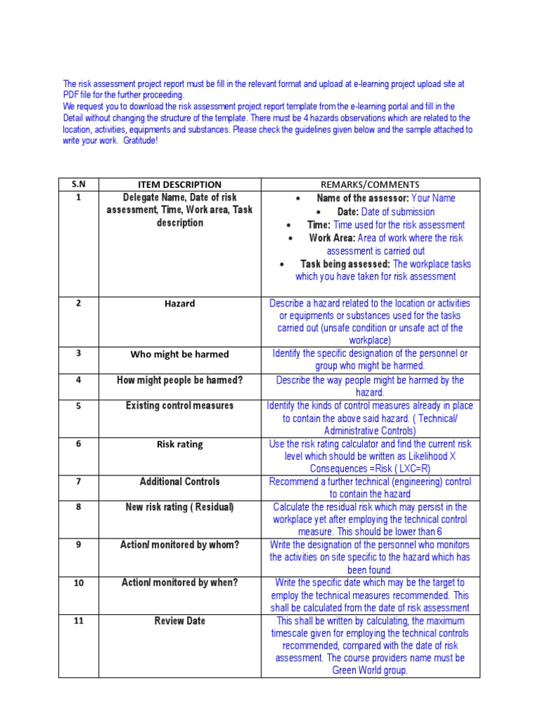 Iosh Risk Assement Instruction | Risk Assessment | Risk | Free 30-day ...