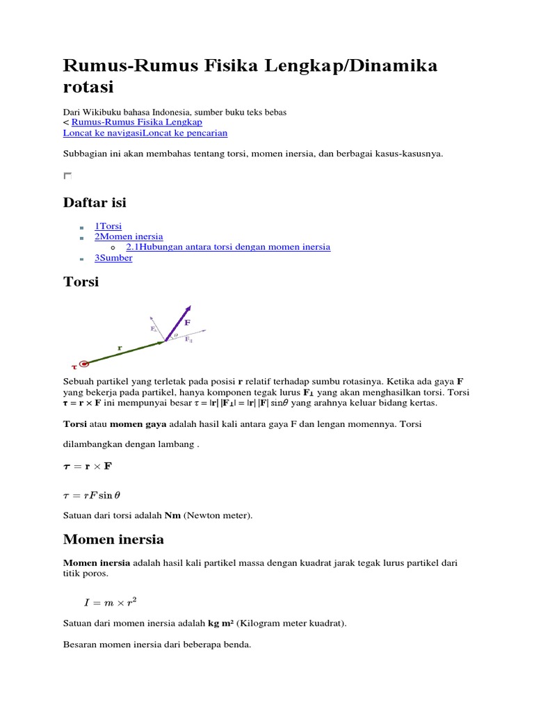 Rumus Torsi Dan Momen Inersia | PDF