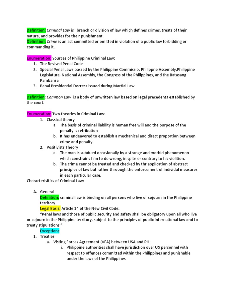 Criminal Law Notes First Year | PDF | Mens Rea | Crime & Violence