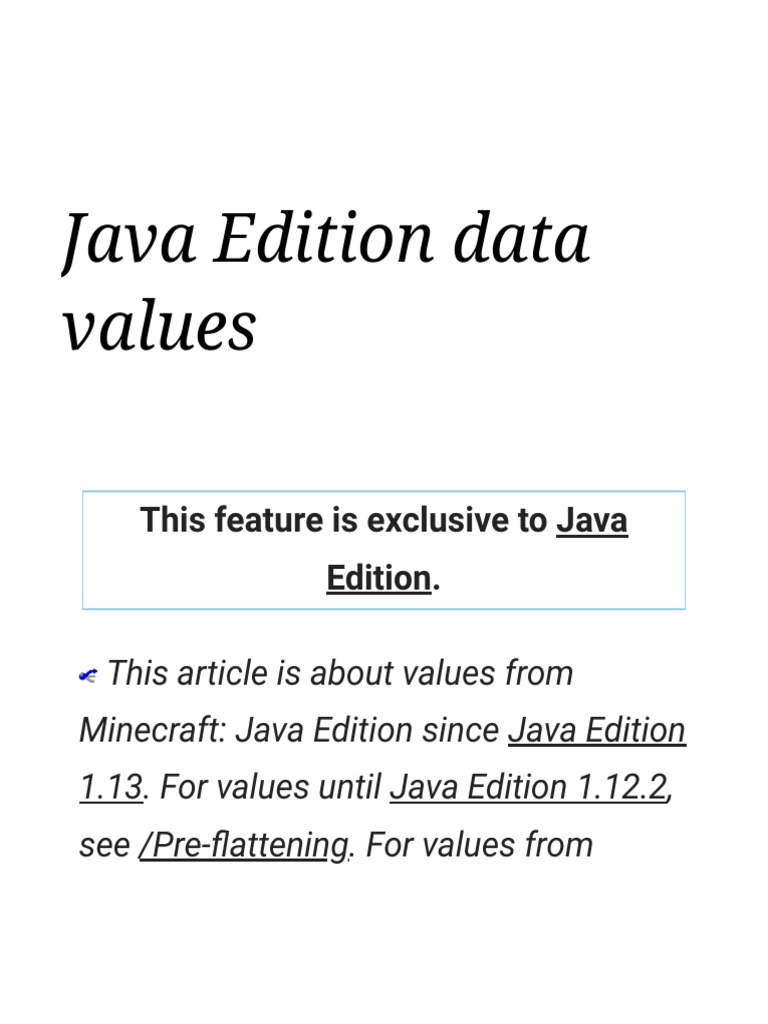 Java Edition Data Values - Official Minecraft Wiki | PDF | Spawn (Biology) | Brick