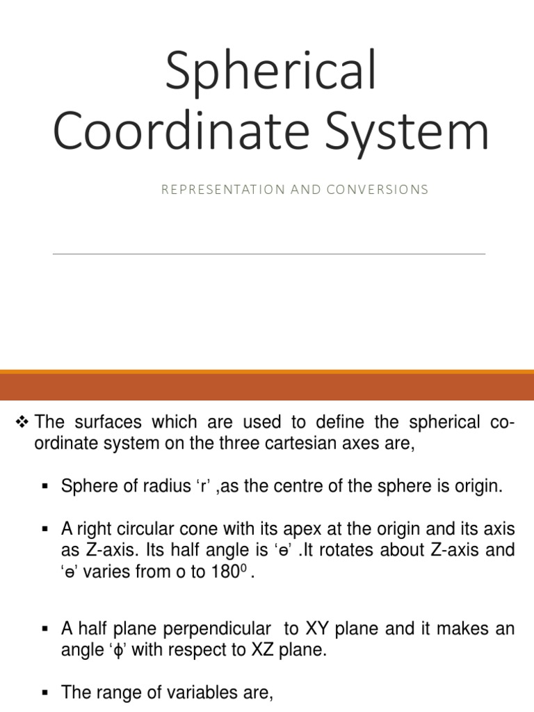 Spherical Coordinate System | Download Free PDF | Cartesian Coordinate ...