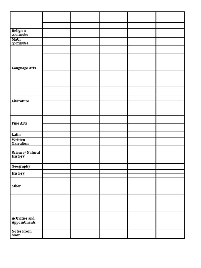 Weekly Schedule Template | PDF